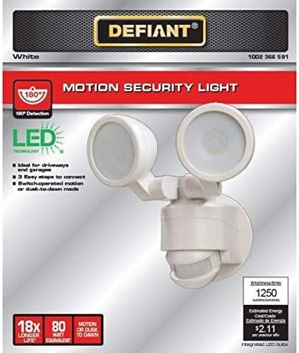 Motion Sensor Security Light Outdoor Defiant LED 180° White 1002 366 ...