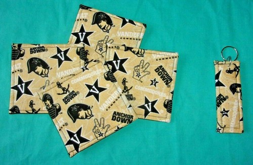 *COASTER SET of 4 and/or KEYCHAIN key ring VANDERBILT UNIVERSITY ...