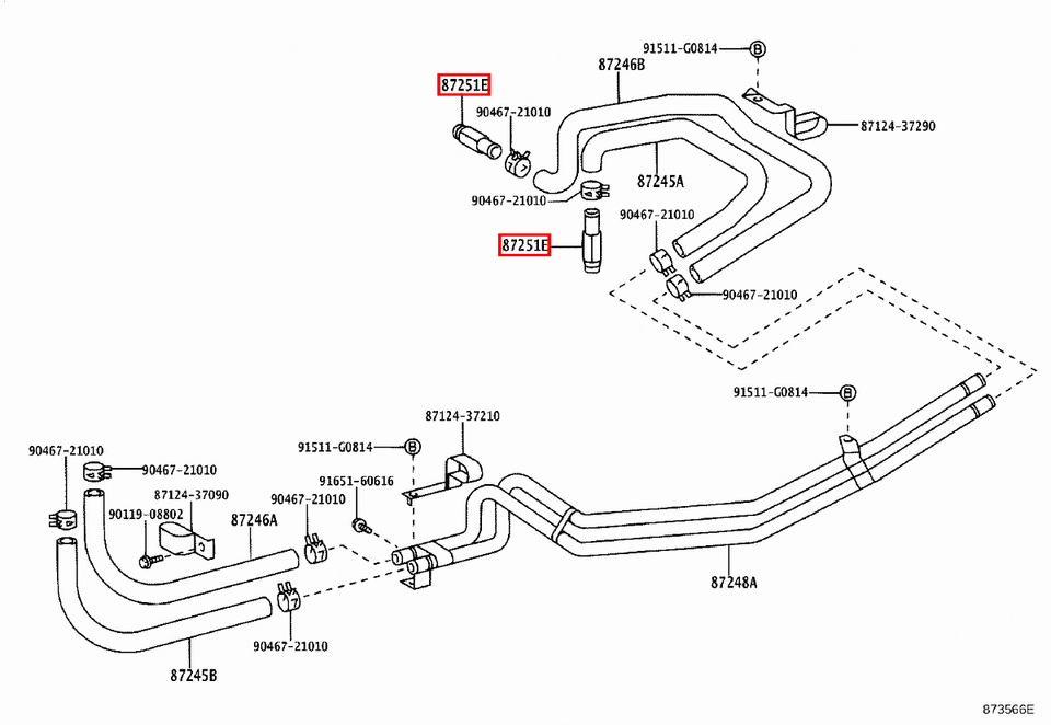 Genuine Coaster BB36 BB32 BB31 BB30 BB26 BB24 BB23 14B 3B Heater Hose ...