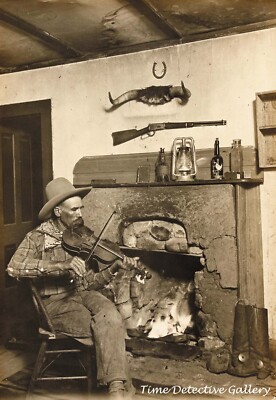 Cowboy Harry Patten Playing the Fiddle, New Mexico -c1880s- Historic ...