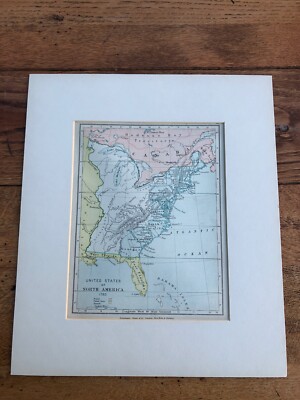 1907 mounted map of the united states of north america in 1783 ! | eBay UK