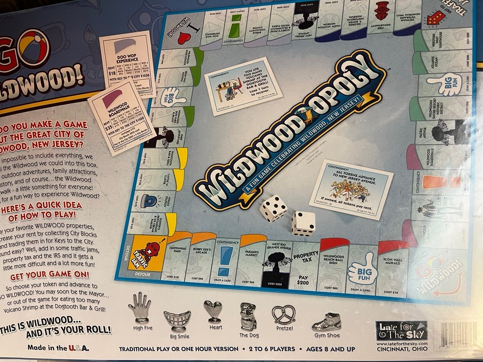 Wildwood Opoly Board Game Famous New Jersey Shore Monopoly New Rain Day ...