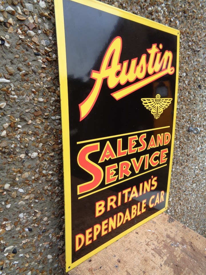 Austin SALES & SERVICE ENAMEL SIGN 7 seven 10 ten 12 A40 Devon ...