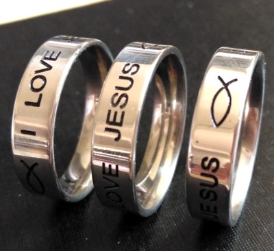 Wholesale 36 Engrave I LOVE JESUS cross stainless steel rings drop oil ...