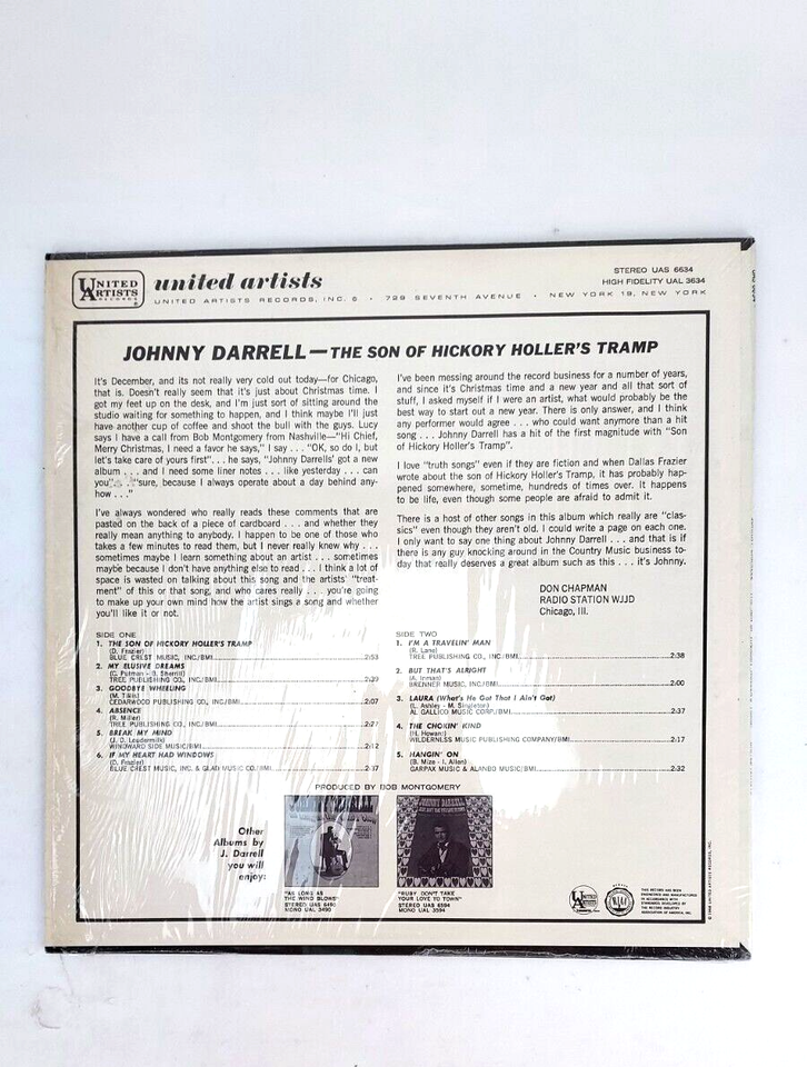 Johnny Darrell The Son Of Hickory Hollers Tramp United Artists 1968 33LP 12" | eBay