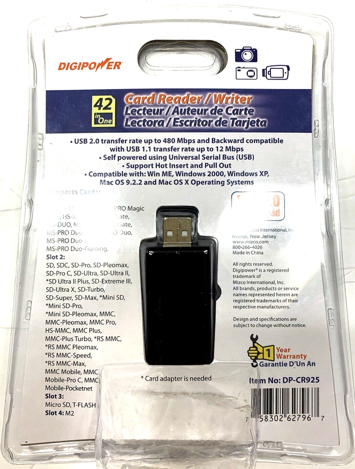 DIGIPOWER Card Reader / Writer 42 in One Model # DP-CR925 USB 2.0 ...