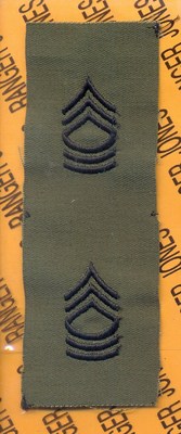 US Army Enlisted MASTER SERGEANT MSG E-8 OD Green & Black rank patch ...