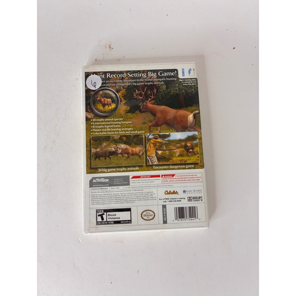 Cabela's Big Game Hunter Wii Video Game Hunting Simulation | eBay