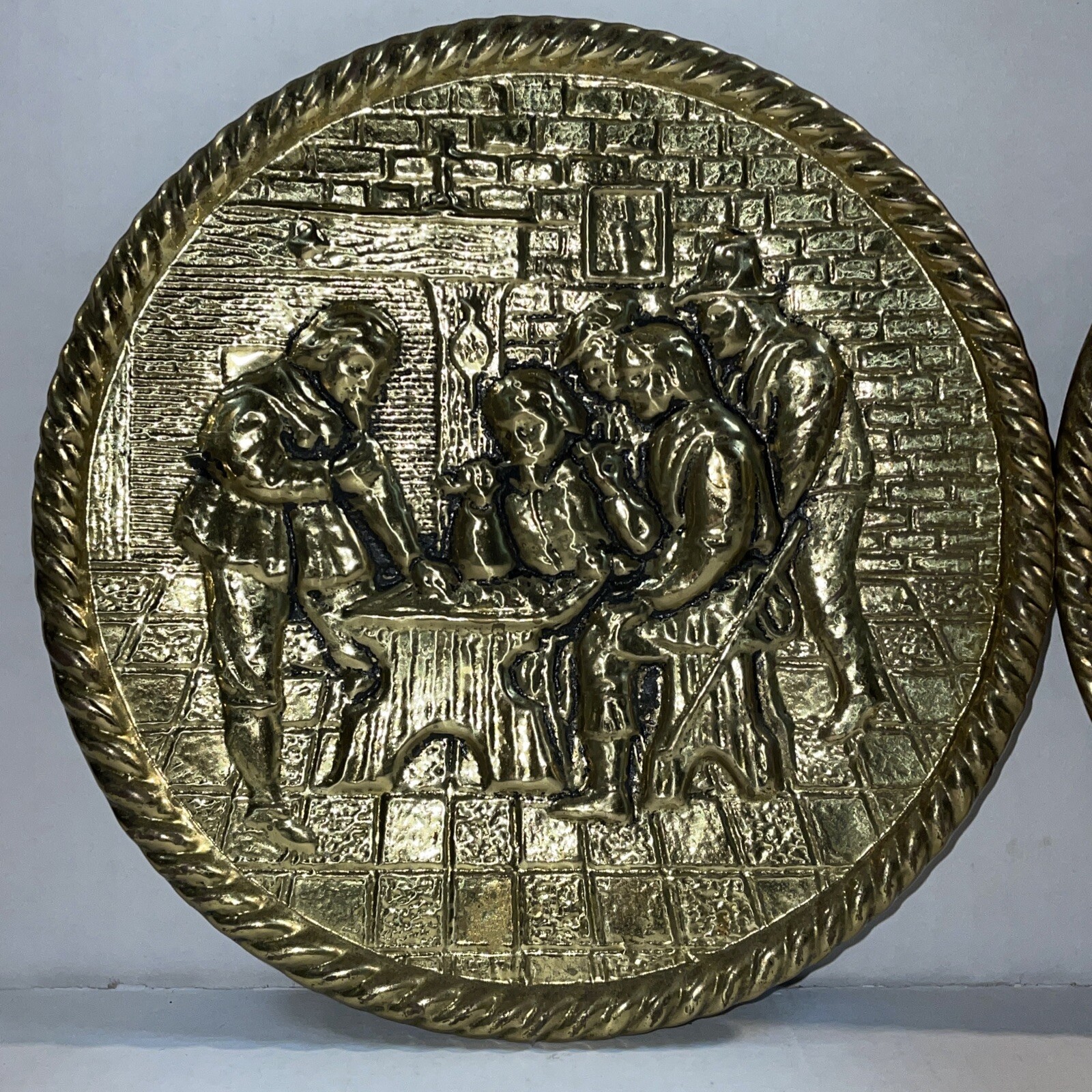 Peerage Vintage Brass 6 1/2" Embossed Wall Hanging 2 Plates Made In ...