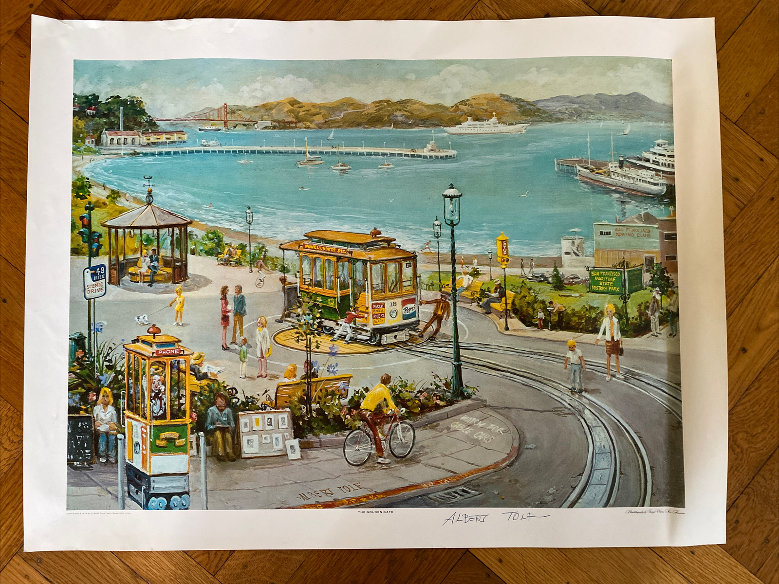 SIGNED Vintage Print San Francisco The Golden Gate Albert Tolf Litho ...
