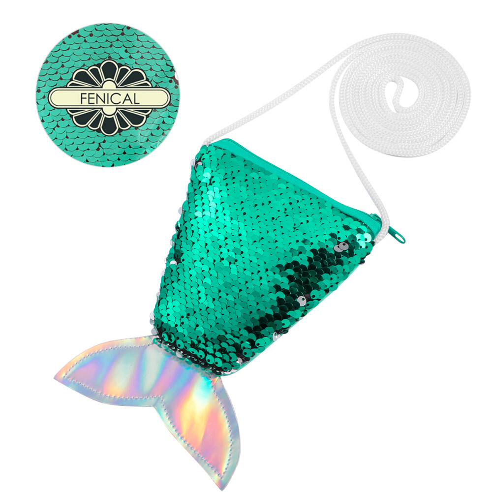 Fenical Women Mermaid Tail Sequins Coin Purse Girls Crossbody Bags ...