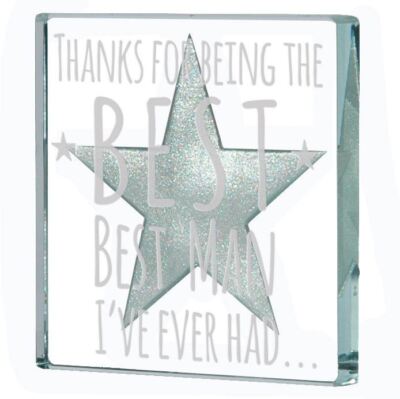 Best Man Keepsake Token Thank You Silver Star Glass Token Gift ...