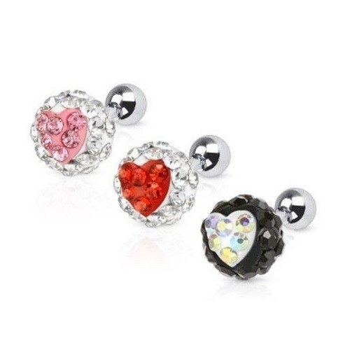 MULTI GEM FERIDO HEART BARBELL CARTILAGE TRAGUS EAR PIERCING BAR 16G 1/4" C277 | eBay