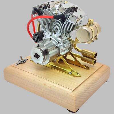 EngineXpert R32 V-Twin Gasoline Engine Model - Brass, 4-Stroke, Air ...
