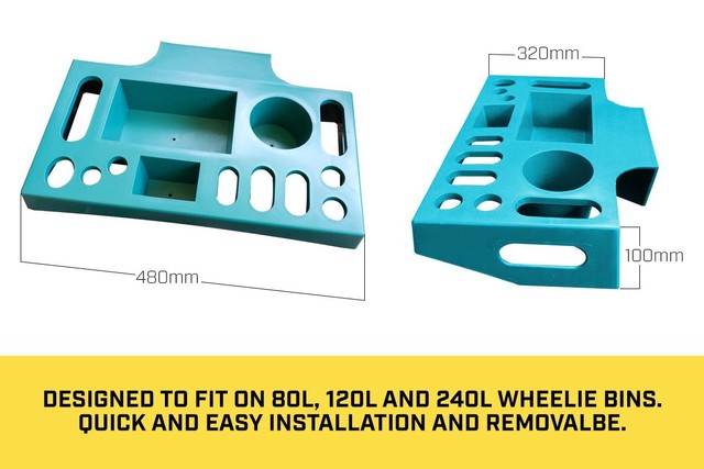 Vass Garden Wheelie Bin Caddy Tool Storage Trolley Rack Tray Organizer ...