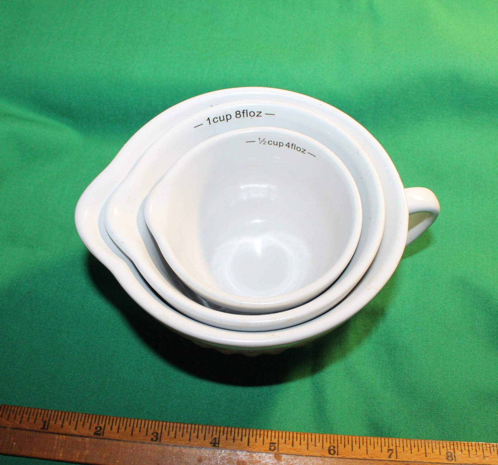 White Ceramic Measuring Cups Set of 3 Nesting Pour Spouts | eBay