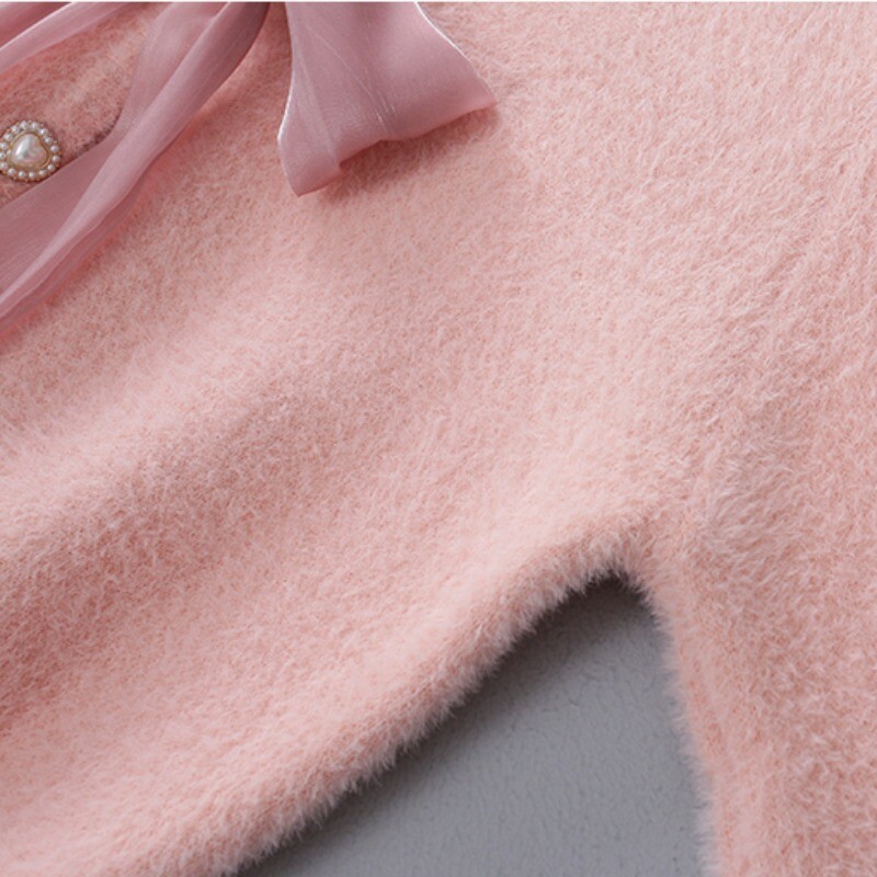 Lady Faux Fur Cardigan Preppy Fluffy Furry Bowknot Button Soft Sweet ...