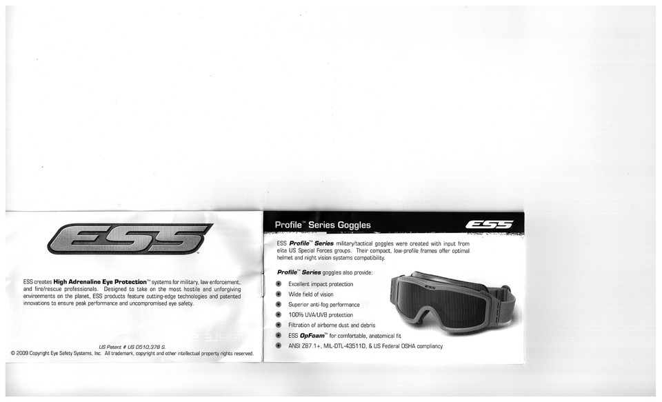 ESS Profile Goggles Ballistic NVG Foliage Green Sand Wind Dust New ACU ...