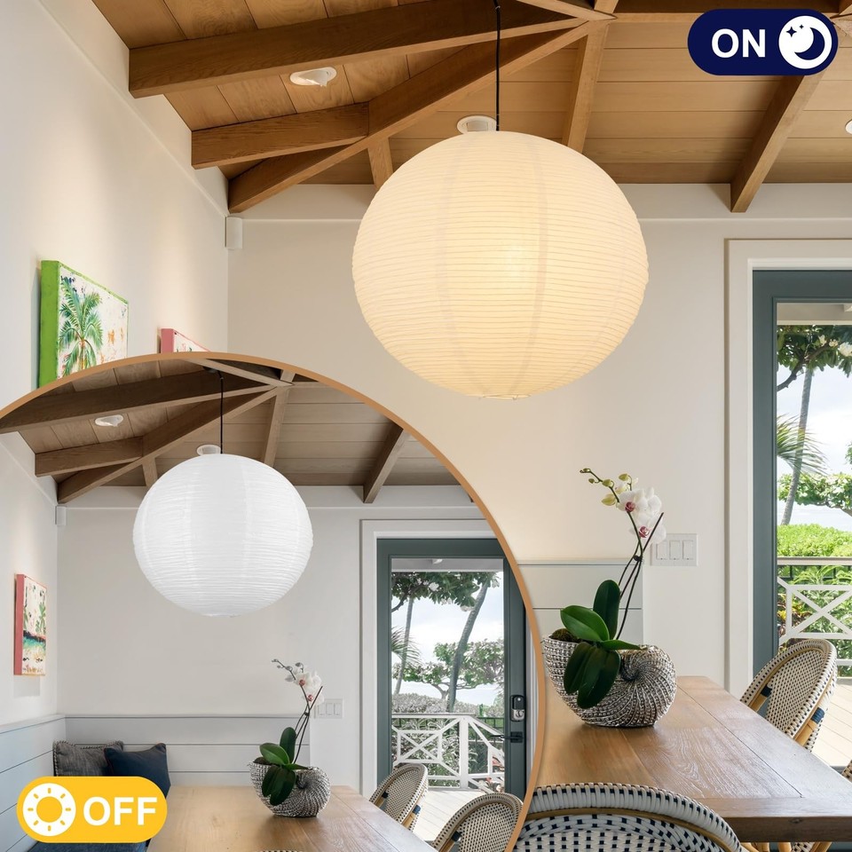 White Paper Lamp Shade, 20''x20'' Large Chinses Paper Lantern Pendant ...