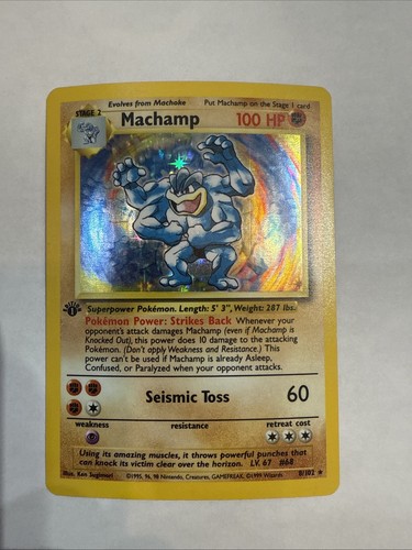 Pokémon TCG Machamp Base Set 8/102 Holo 1st Edition Holo Rare | eBay