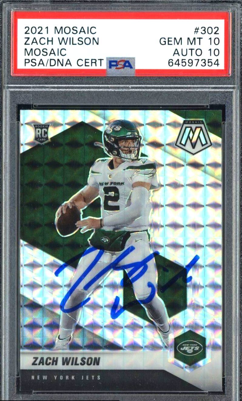 PSA 10 PSA DNA 10 Autograph Rc Zach Wilson Auto 2021 Mosaic #302 Rookie ...