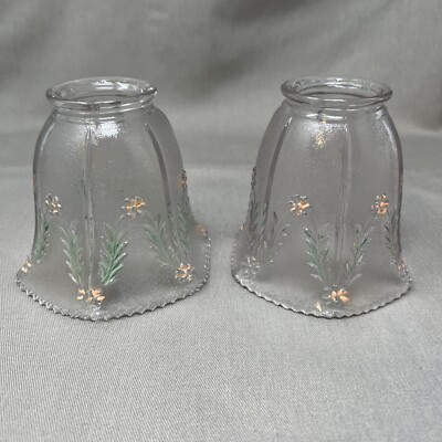 Embossed Textured Glass Flower Shade Lamp Light Fixture Lamp 2 1/4 ...