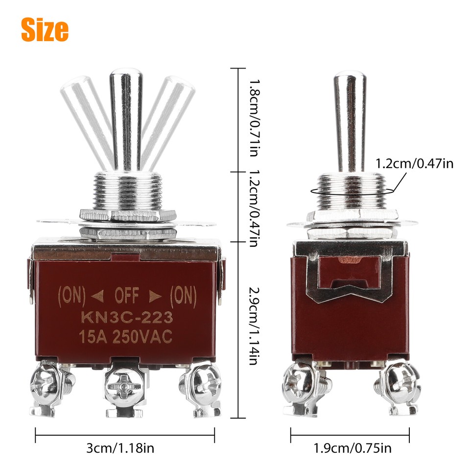 3X 3 Position 6Pin Toggle Switch Heavy Duty 20A 125V/15A 250V DPDT (ON ...