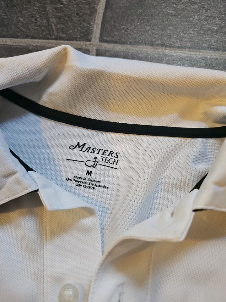 MASTERS TECH MEN'S MASTERS AUGUSTA WHITE BLACK GOLF POLO SHIRT SZ M | eBay