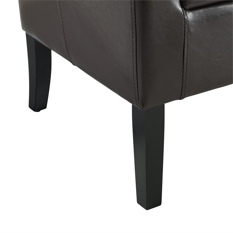 Linon Simon Upholstered Club Chair High Arms Deep Seat in Brown Faux ...