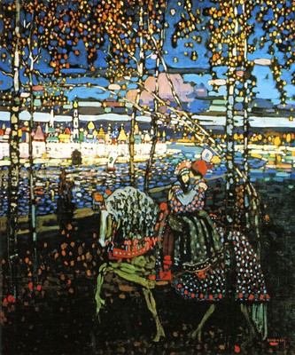 RIDING COUPLE HORSE HORSEBACK 1907 ROMANTIC PAINTING BY WASSILY ...