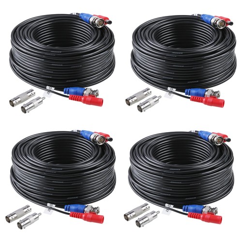 4 Pack 30M/100ft All-in-One Video Power Cables, BNC Extension ...