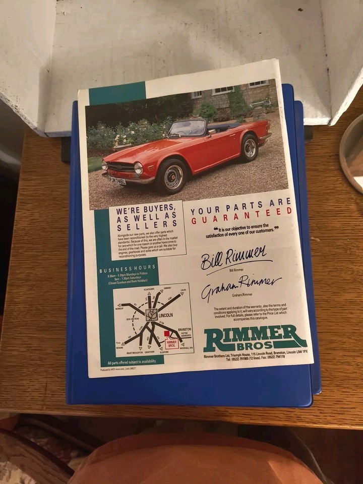 Rimmer Bros Triumph TR6 Parts And Accessories Catalogue 1990-91 | eBay UK