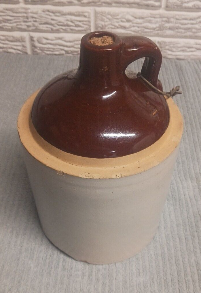 Antique Vintage Glazed Stoneware Whiskey Jug 2 Tone | eBay