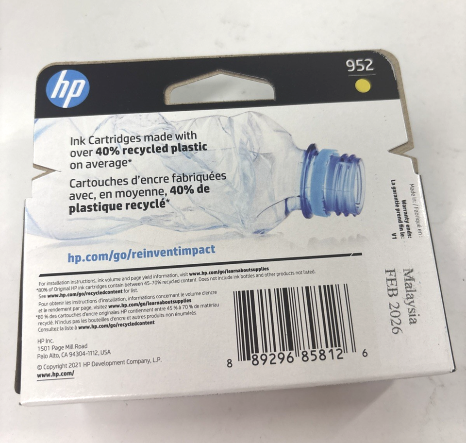 Genuine HP 952 Yellow Ink Cartridge HP OfficeJet, OfficeJet Pro L0S55AN ...