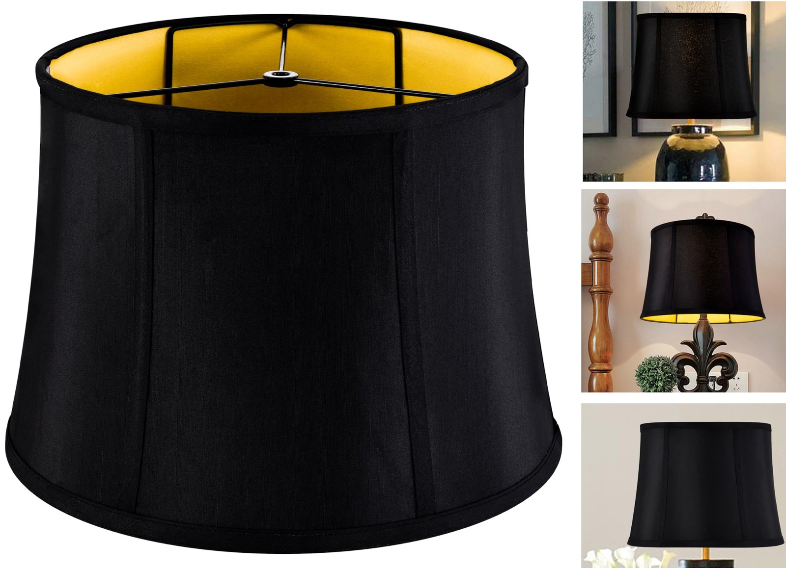 GOSO Medium Black Drum Lamp Shade for Table Lamps Floor Lamp-12x14x10 ...
