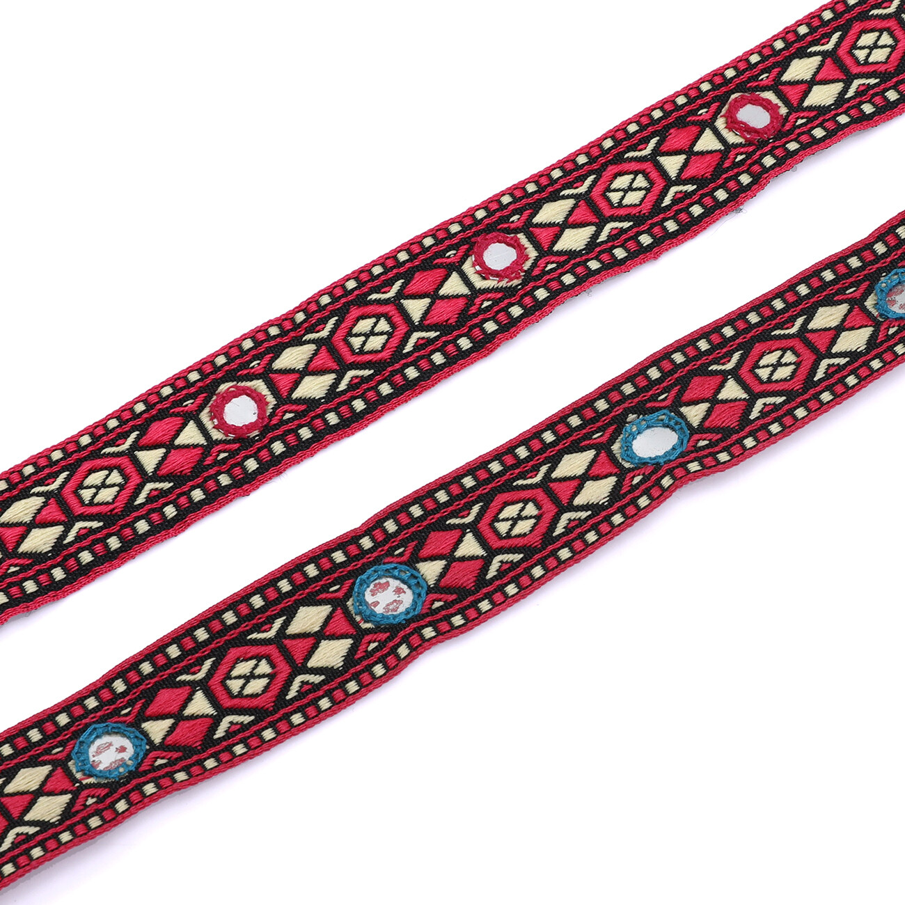 Aztec Design India Mirror Work Embroidery Ribbons, 2cm wide, Hand ...