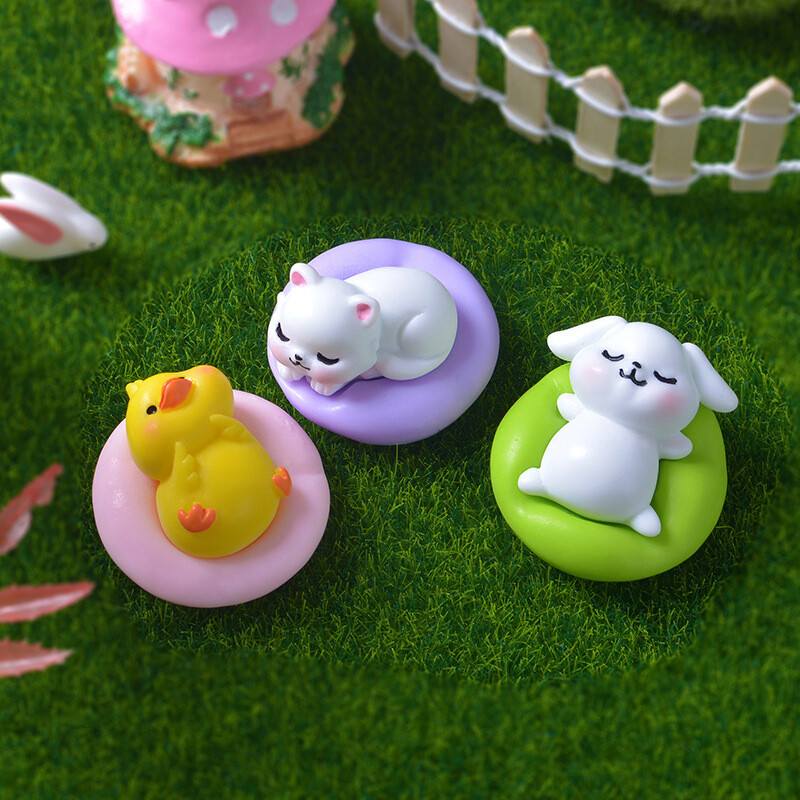 Cute Figurines Miniature Cartoon Animal Cat Resin Ornament Micro ...