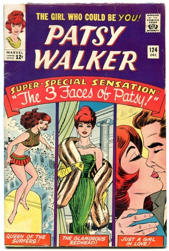 Patsy Walker #124 1965-Marvel-paper dolls- Surfing Sweeties- Last issue ...