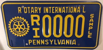 PA ROTARY INTERNATIONAL CLUB license plate Rotarian Evanston Service ...