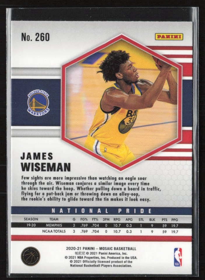 James Wiseman 2020-21 Panini Mosaic Silver #260 | eBay