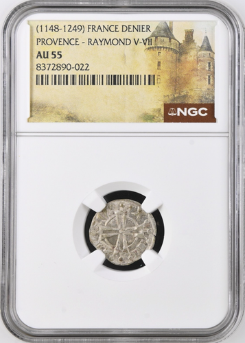 Raymond V France Provence NGC AU 55 Silver Denier Knights Templar ...