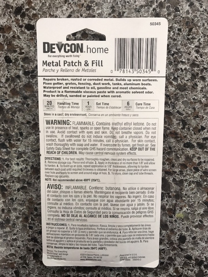 New DEVCON 50345 All Purpose Metal Patch & Fill Compound Waterproof ...