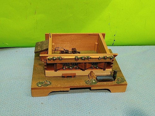 Vtg Cuendet Swiss Chalet Cottage House Music Box Pretty NO ROOF Dream ...