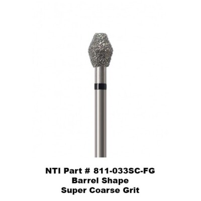 NTI Kerr 811-033SC-FG Super Coarse Grit Barrel Shape Diamond Burs 5 Pk ...