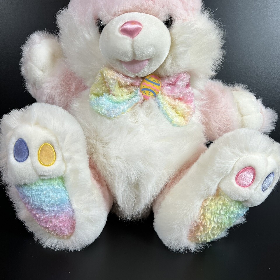 Vintage Dan Dee Easter Bunny Rabbit Pink Rainbow 22" Large Plush ...