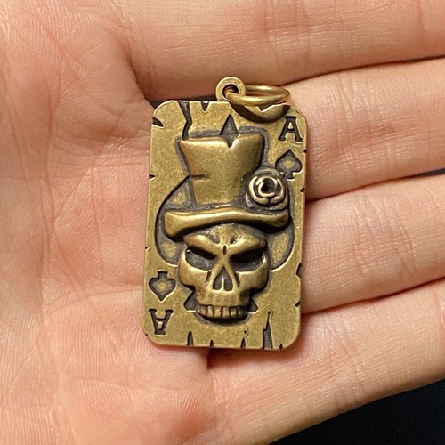 Lucky Ace of Spades playing card vintage brass handmade keychain ...