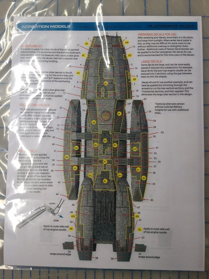 1/4105 Acreation aztec decals for Moebius Battlestar Galactica BSG | eBay