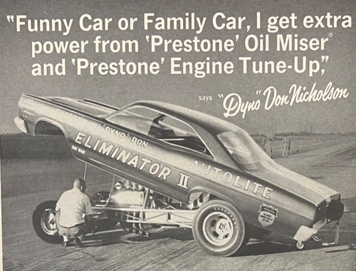 1966 67 Don Nicholson Prestone Eliminator 2 print ad ready to frame and ...