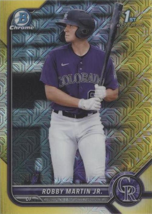 2022 Bowman - Chrome Prospects Robby Martin Jr. #BCP-43 Yellow Mojo ...