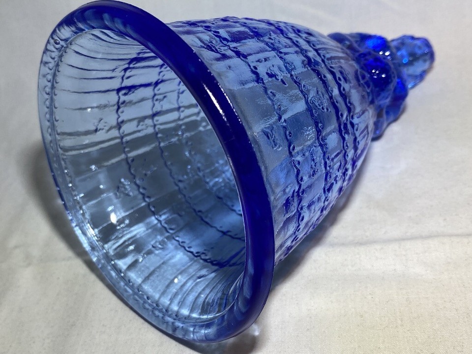 aqua Blue glass girl doll candy container floral woman bell wedding ...